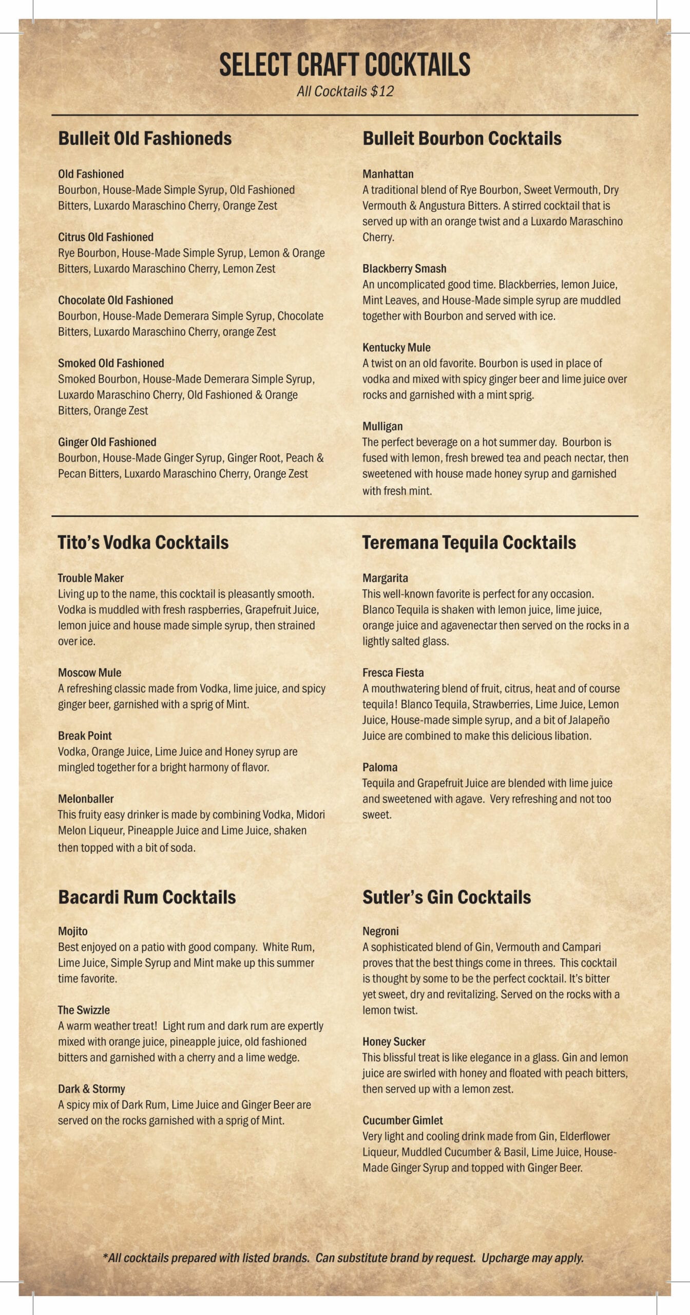 Menus | Craft Food, Bourbon, Cocktails, Wine & Beer in Greensboro