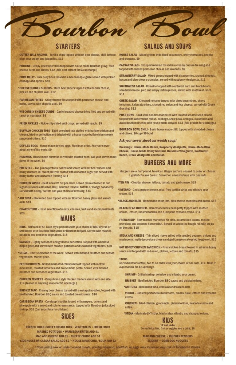 Menus | Craft Food, Bourbon, Cocktails, Wine & Beer in Greensboro